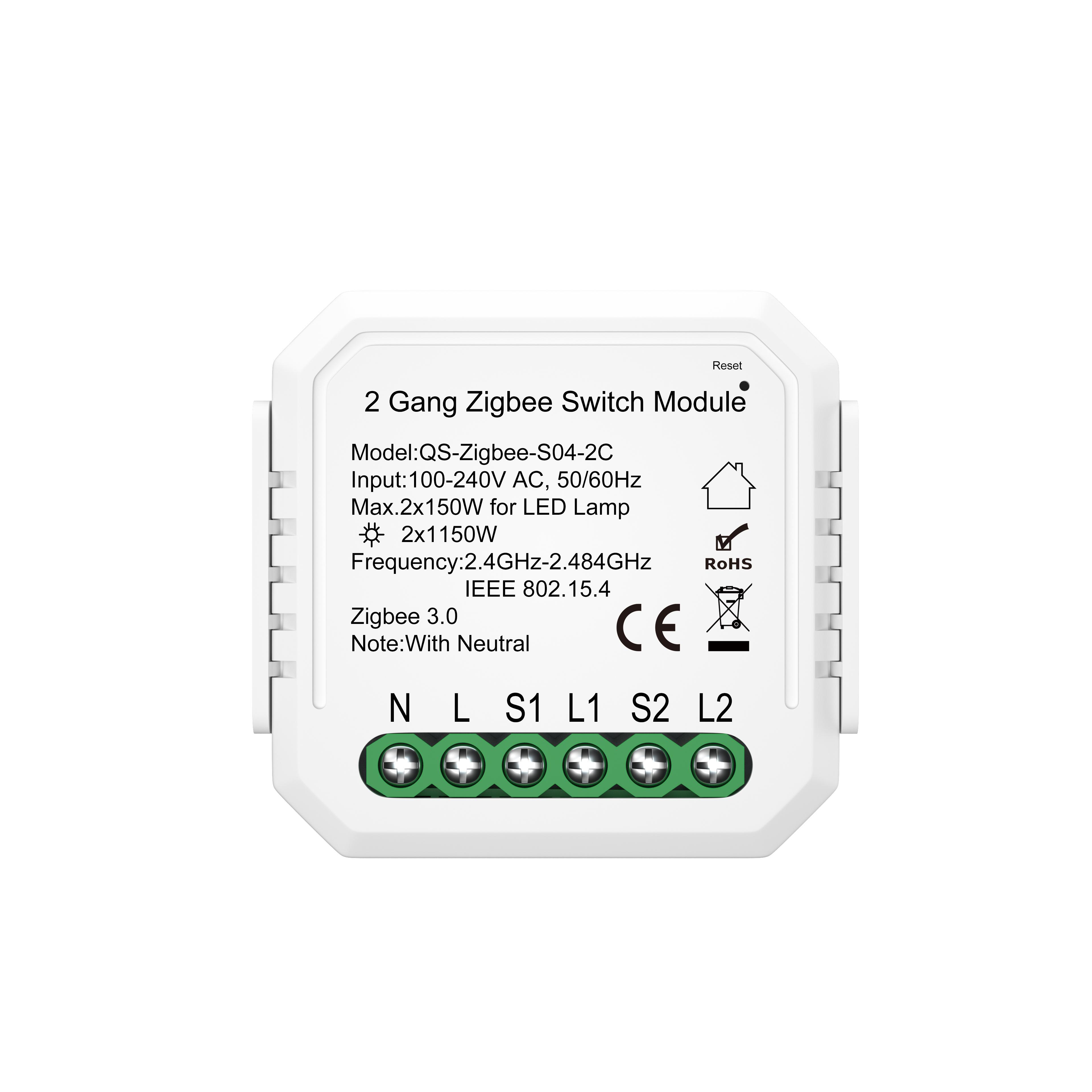 2 channels Zigbee Switch Module (N+L) | Relay | TuyaExpo
